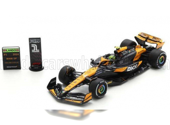 McLAREN F1 Mcl38 Team Mclaren №4 Winner Miami Gp (2024) First F1 Victory Lando Norris, Orange Black