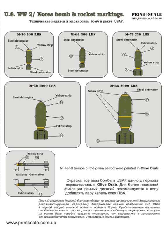 Technical inscriptions and marks of airbombs USAF. The second world war ...