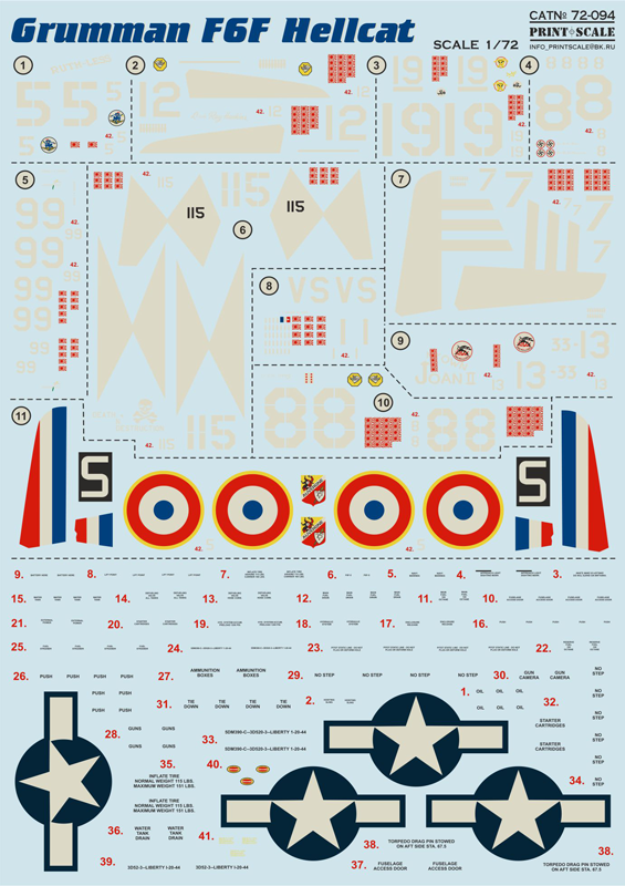 Grumman F6F Hellcat Wet decal