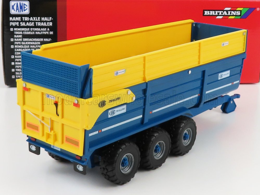 KANE Trailer Carrello Cassone Ribaltabile 3-assi, Blue Yellow